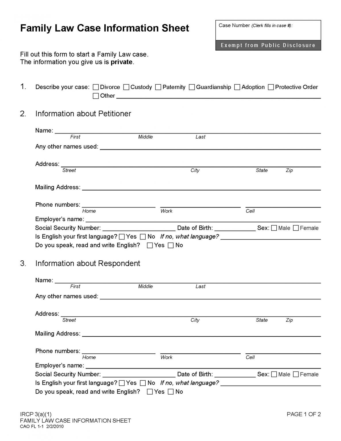 Family Case Law Information Sheet - Taylor Law & Mediation